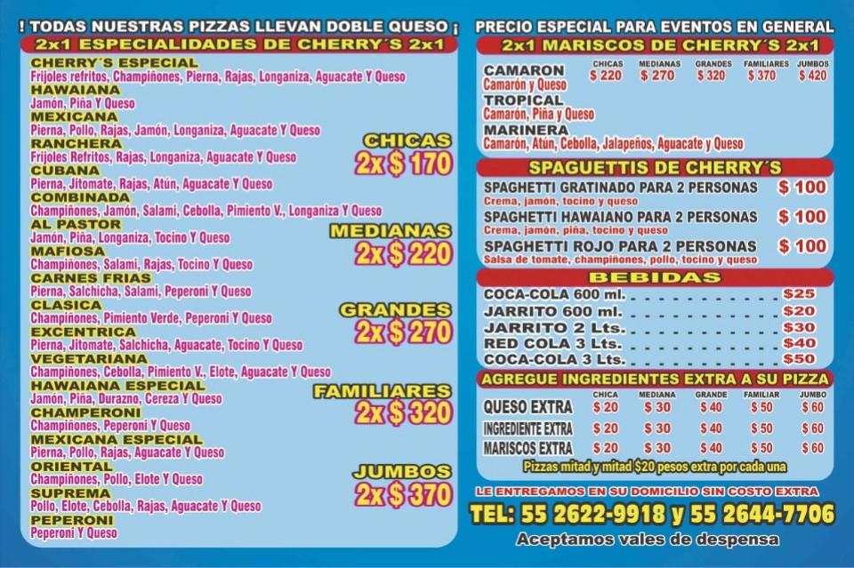 Menu at CHERRYS PIZZAS RECURSOS restaurant, Ecatepec de Morelos