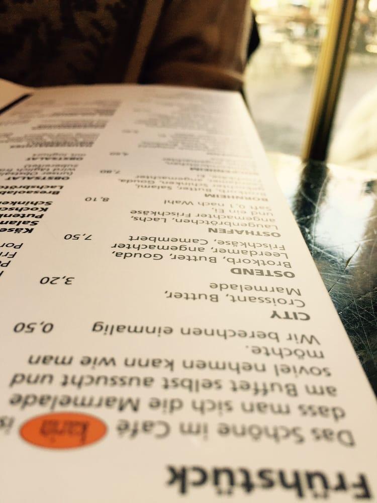Menu at Cafe Karin, Frankfurt, Großer Hirschgraben 28