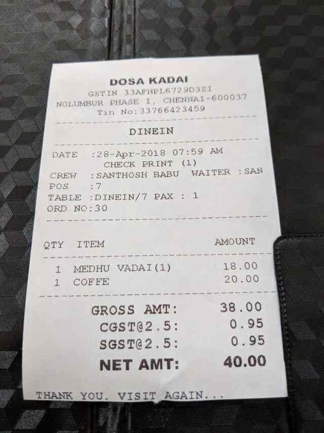 Menu at Krishna's Dosa Kadai, Chennai, 40