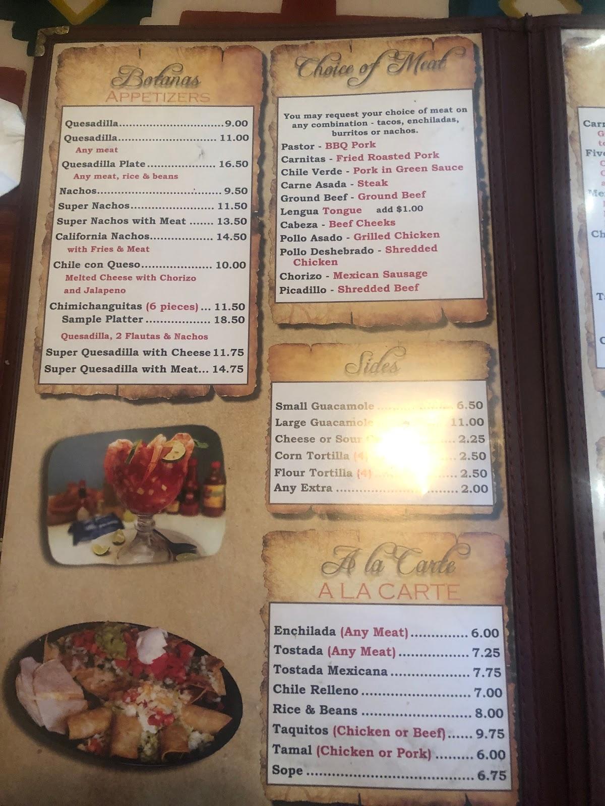 Menu at Mi Pueblo El Centro pub & bar, Petaluma