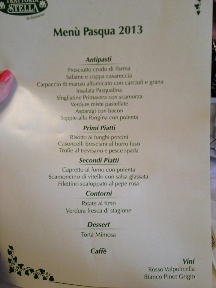 Menu da Trattoria Stella ristorante, Castel Mella