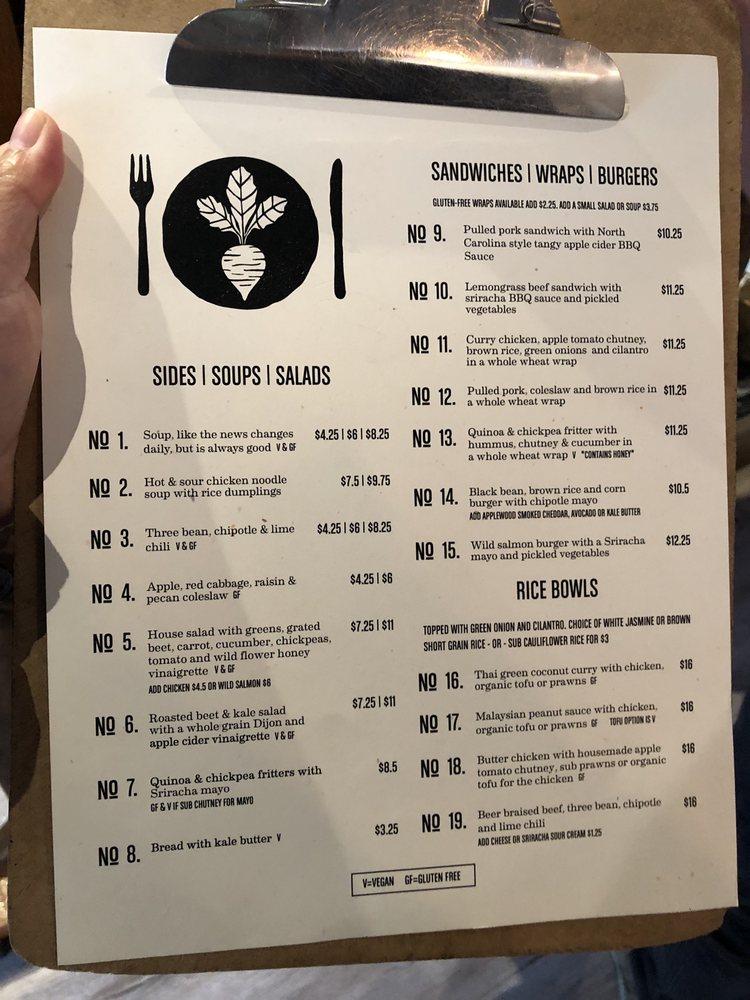 Menu at Gabriel's Cafe, Nanaimo