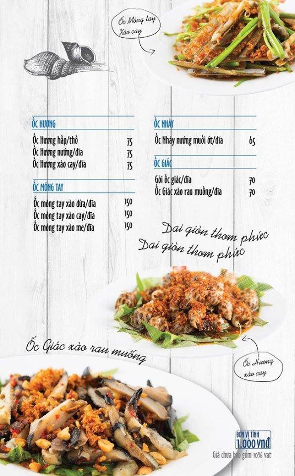 Menu at Vinh Xanh restaurant, Hanoi, 5th Floor