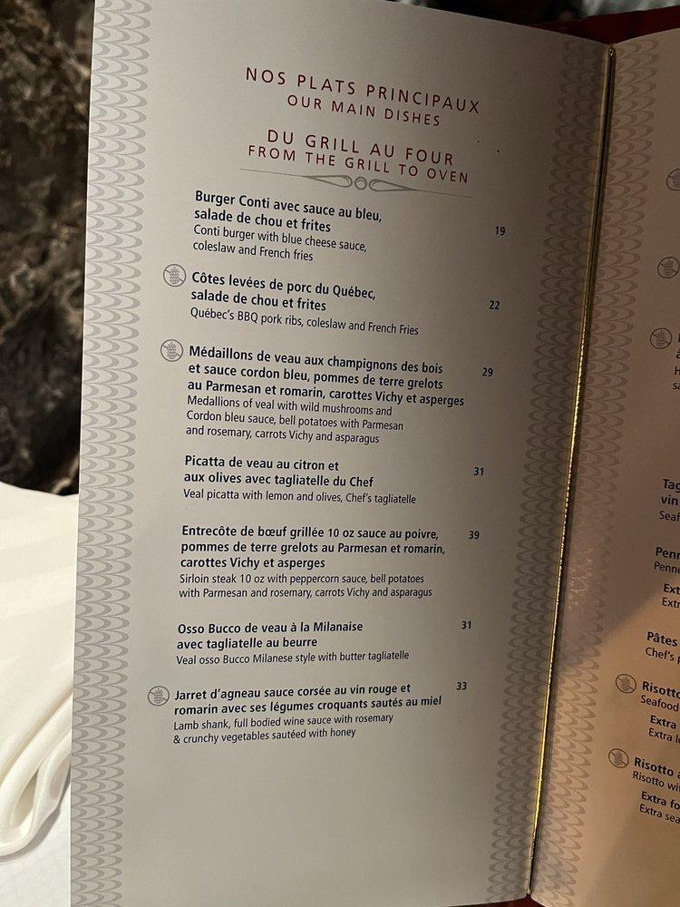 Menu at CONTI - Cuisine Italien / Francaise - Fruit de Mer / Burgers ...