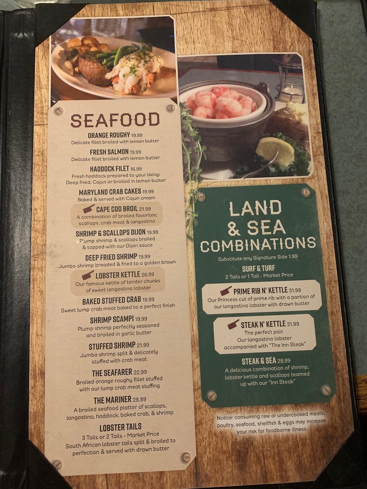Menu at J W Halls Steak & Seafood Inn steakhouse, Aliquippa
