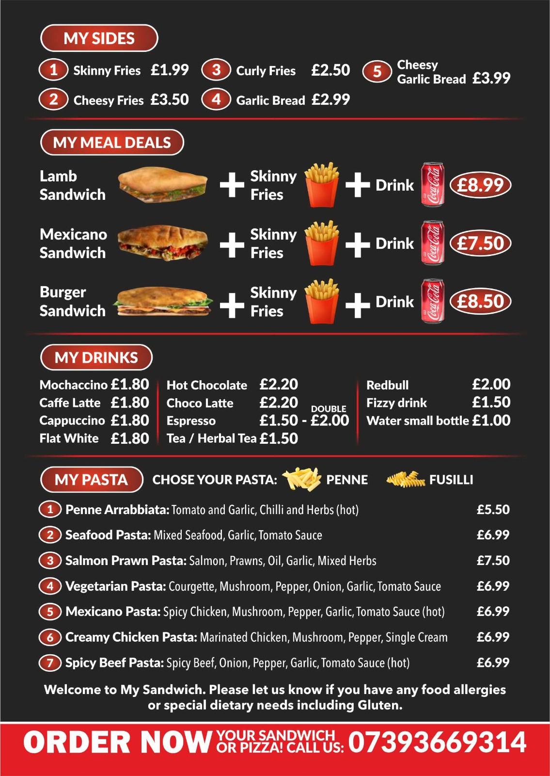 Menu at MY SANDWICH restaurant, London