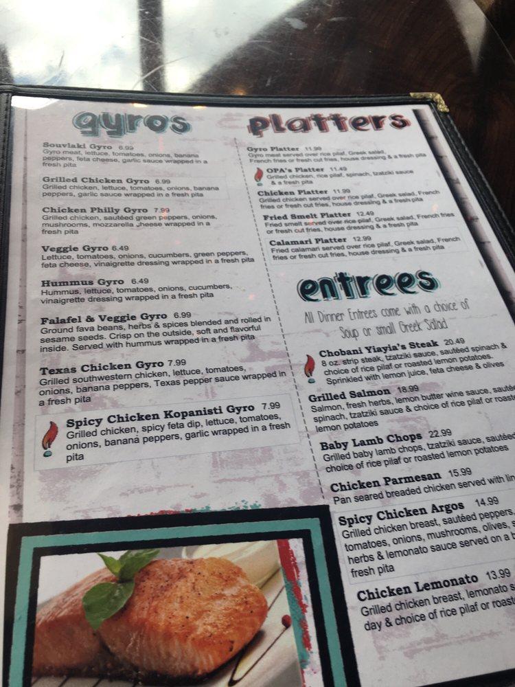 Menu at Opa Grill & Tavern restaurant, Delaware, 18 S Sandusky St