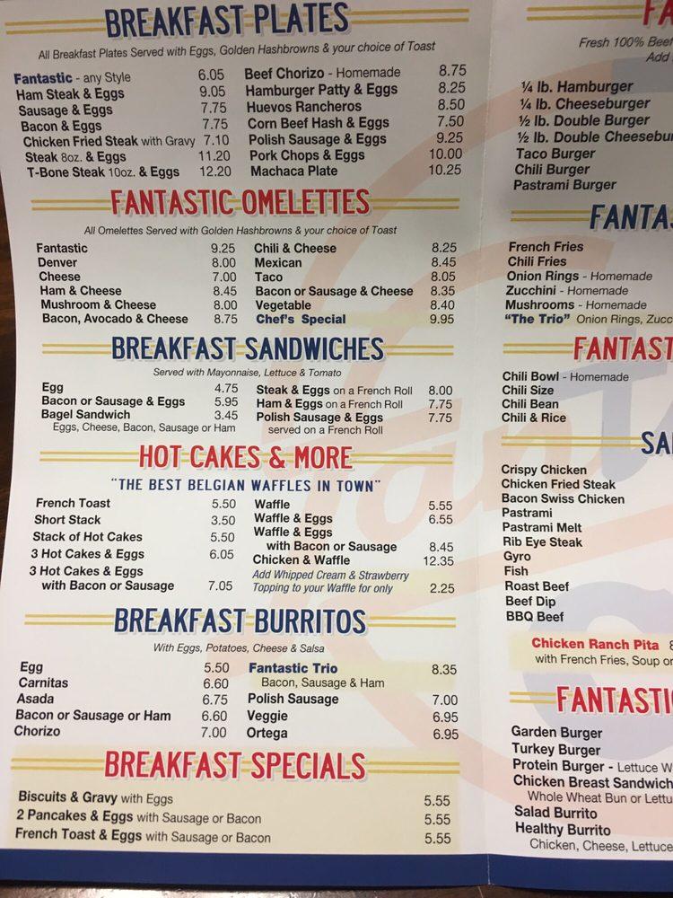 Menu at Fantastic Cafe., Long Beach, N Studebaker Rd
