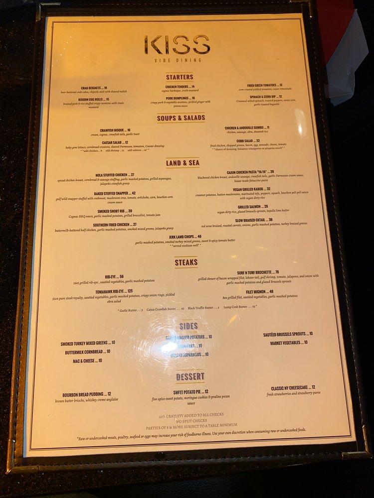 Menu at Kiss desserts, Houston