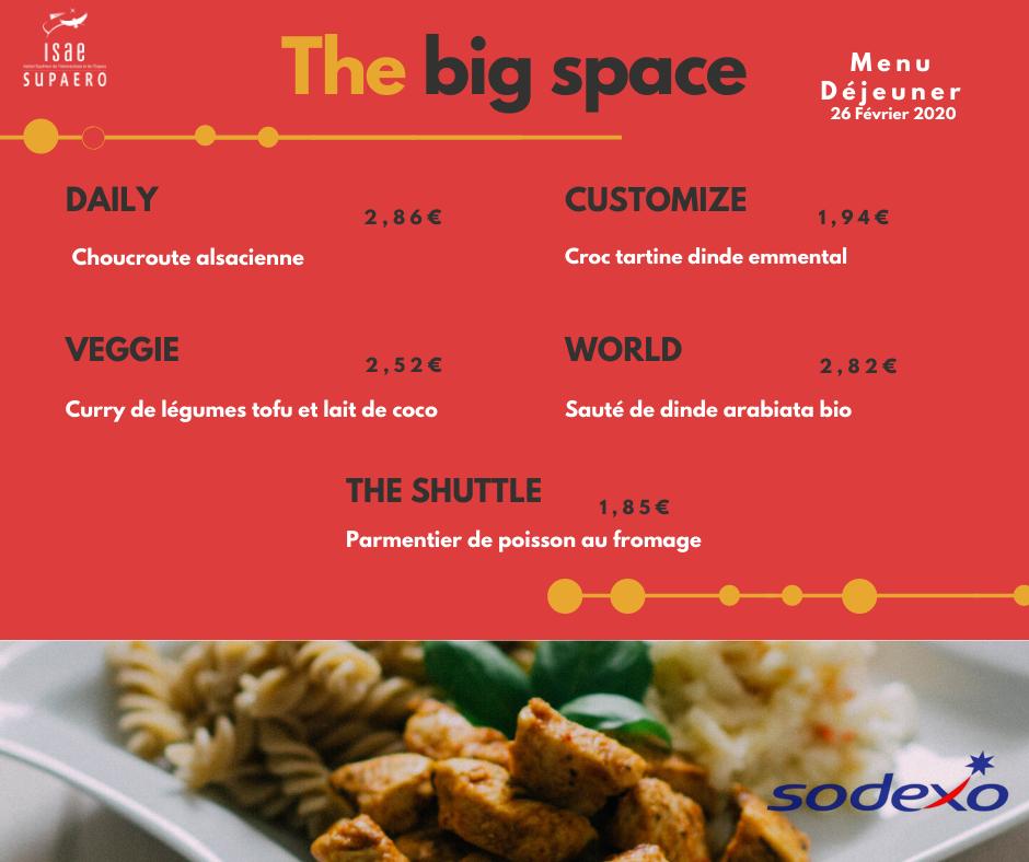 Menu at Restaurant Sodexo de l’ISAE-SUPAERO, Toulouse