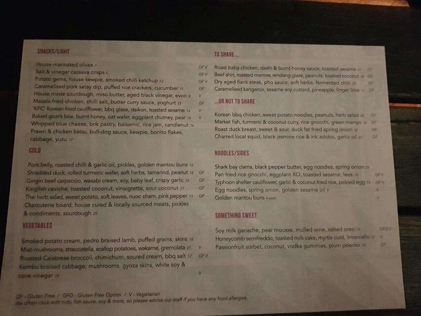 Menu at The Standard pub & bar, Northbridge