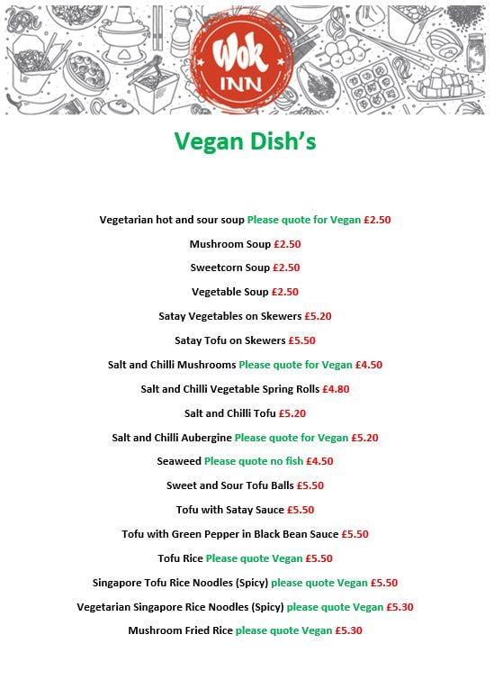 Menu at Wok Inn Kettering Take Away fast food, Kettering
