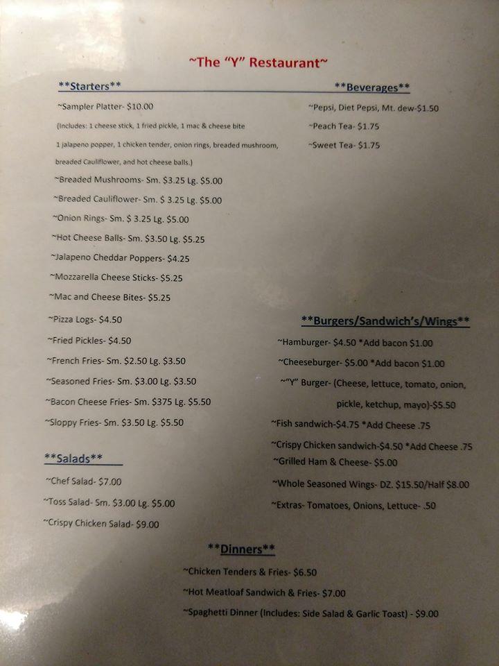 Menu at Y Restaurant, Orchard Hills