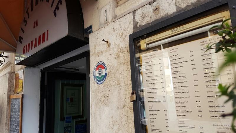 Menu at Da Giovanni Restaurant Since 1948, Rome, Via Antonio Salandra