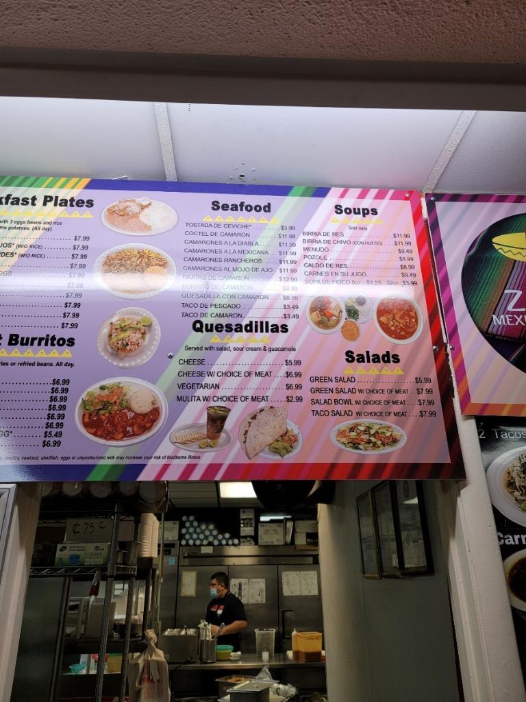 Menu at EL Zarape 1 (Arville) restaurant, Las Vegas