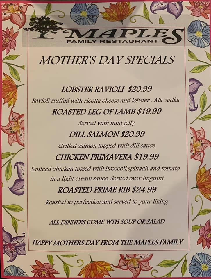Menu at Maples Family Restaurant, Middlebury