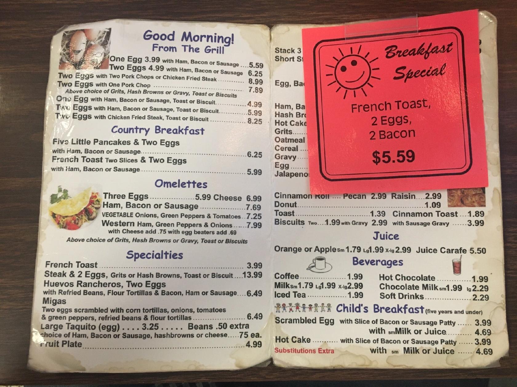 Menu at Ramsey's Victoria restaurant, Victoria, N Navarro St