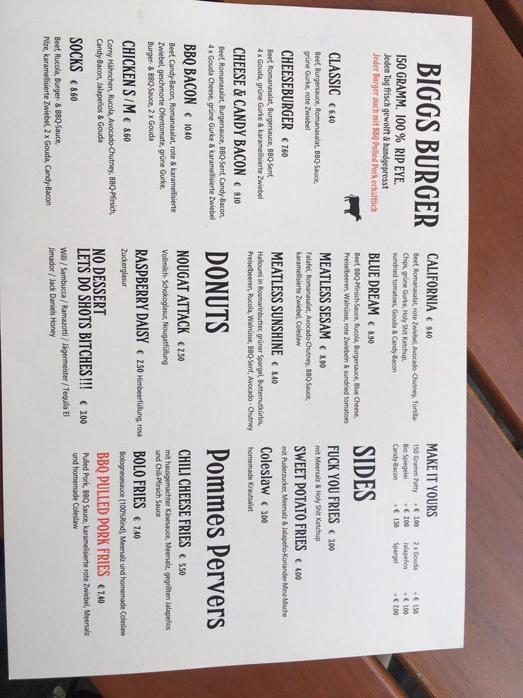 Speisekarte von Ronnie Biggs - Burger & Drinks pub & Bar, Ulm