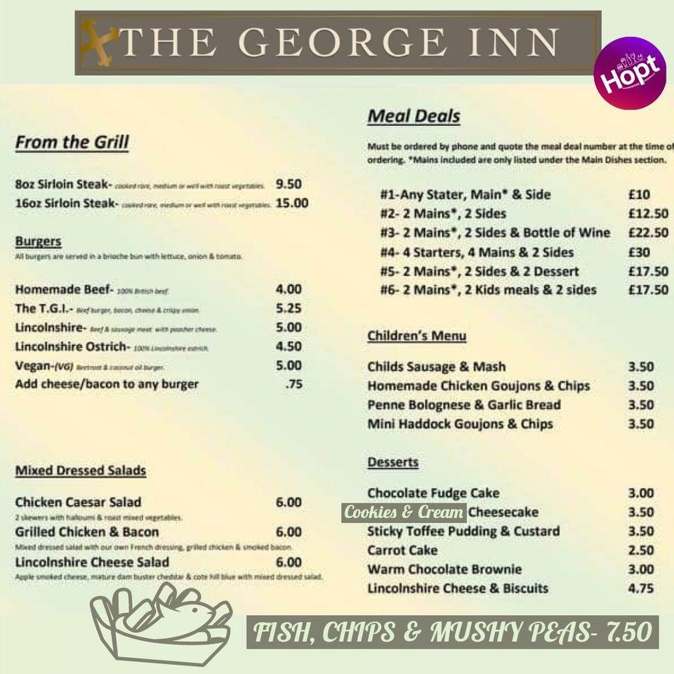 Menu at The George Inn pub & bar, Barton-upon-Humber