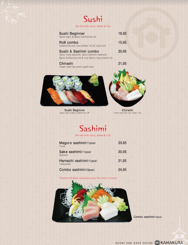 Menu at Kamakura Japanese Restaurant, Los Gatos