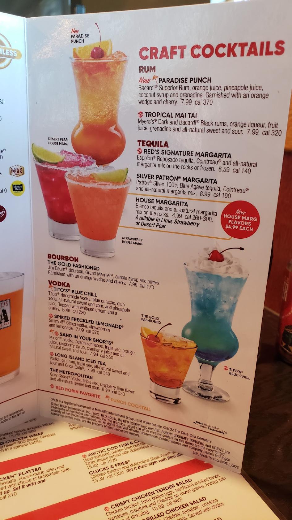 Menu at Red Robin Gourmet Burgers and Brews pub & bar, Dubuque