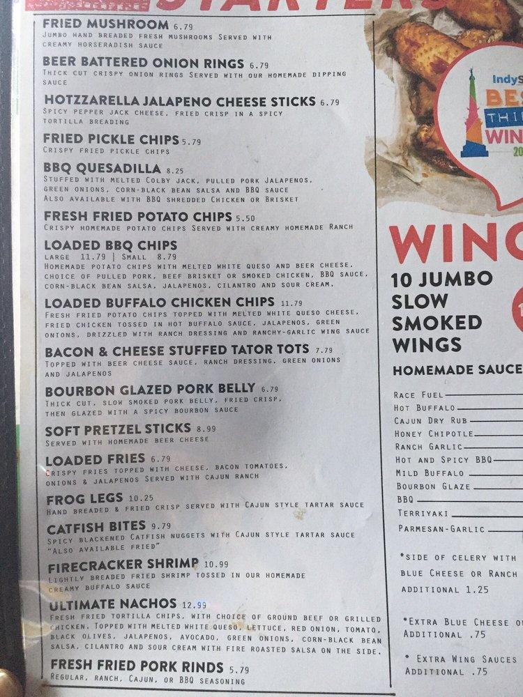 Menu at Checkered Flag Tavern pub & bar, Indianapolis