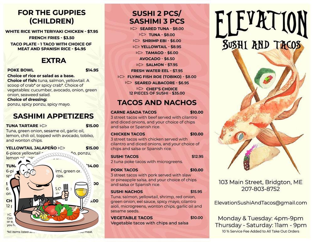 Elevation Sushi and Tacos in Bridgton - Restaurant menu and reviews