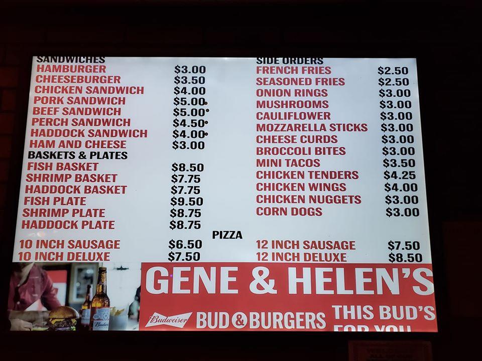 Menu at Gene & Helen's Bar, Potter, 375 Main St