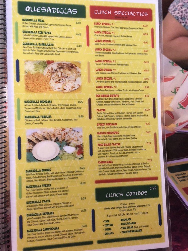Menu at Los Dos Amigos restaurant, Miami