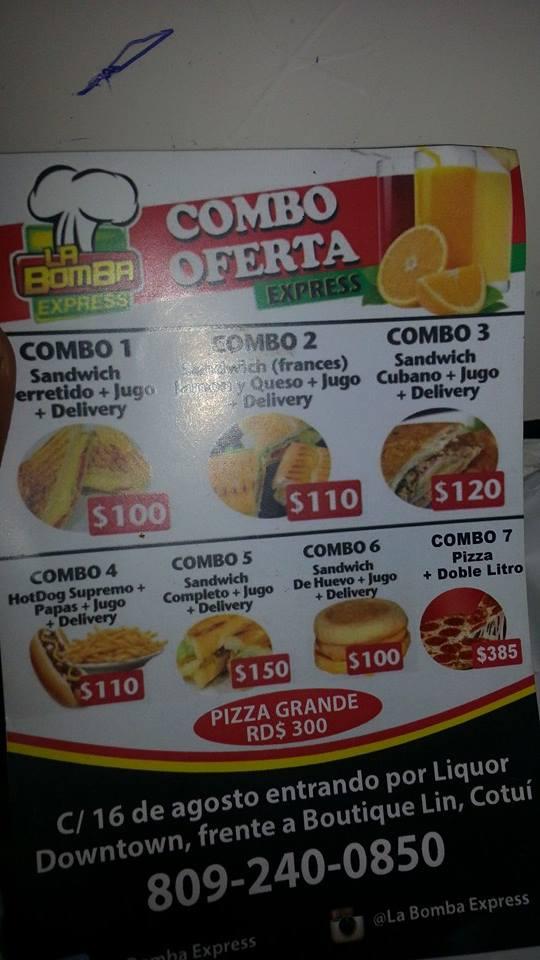 Carta del café Miguelo empanadas., Dominicana