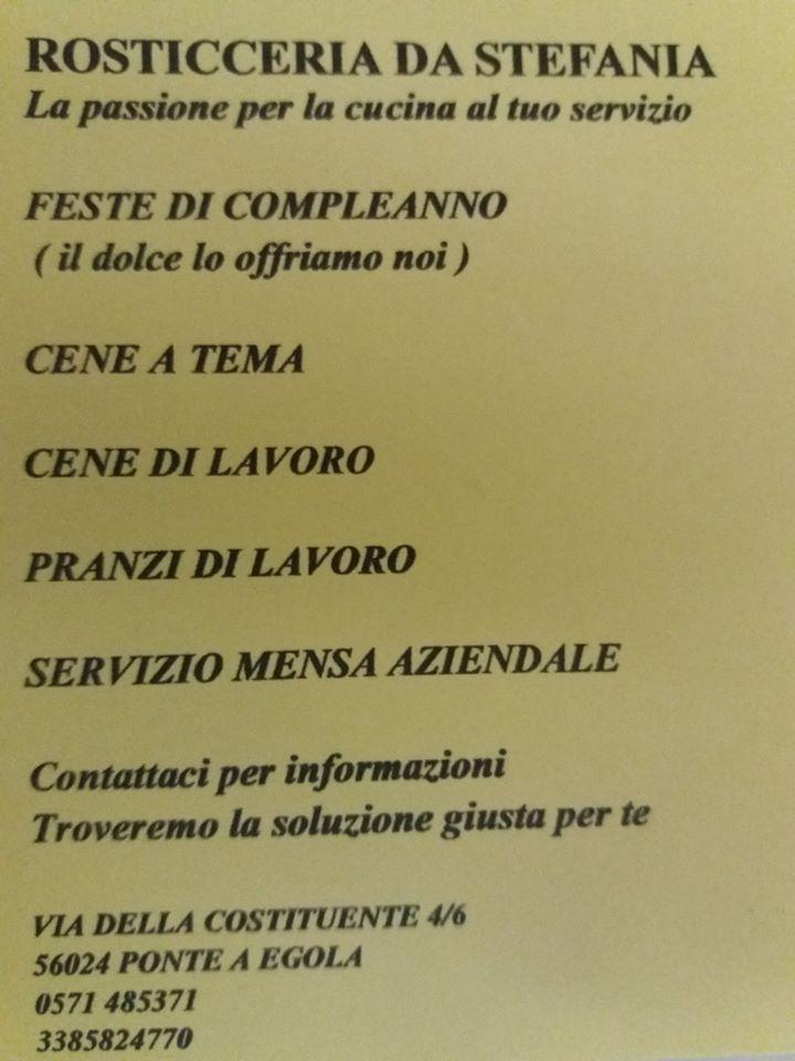 Menu da Rosticceria da Stefania ristorante, Ponte a Egola