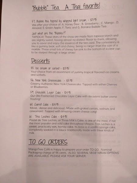 Menu at Mango Tree Cafe, Enid