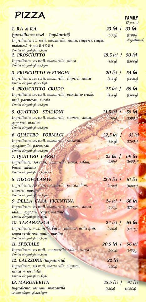 Menu at Pizzerie - Restaurant RA&RA, Făgăraș