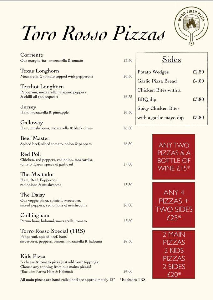 Menu at Red Bull Inn pub & bar, Malmesbury