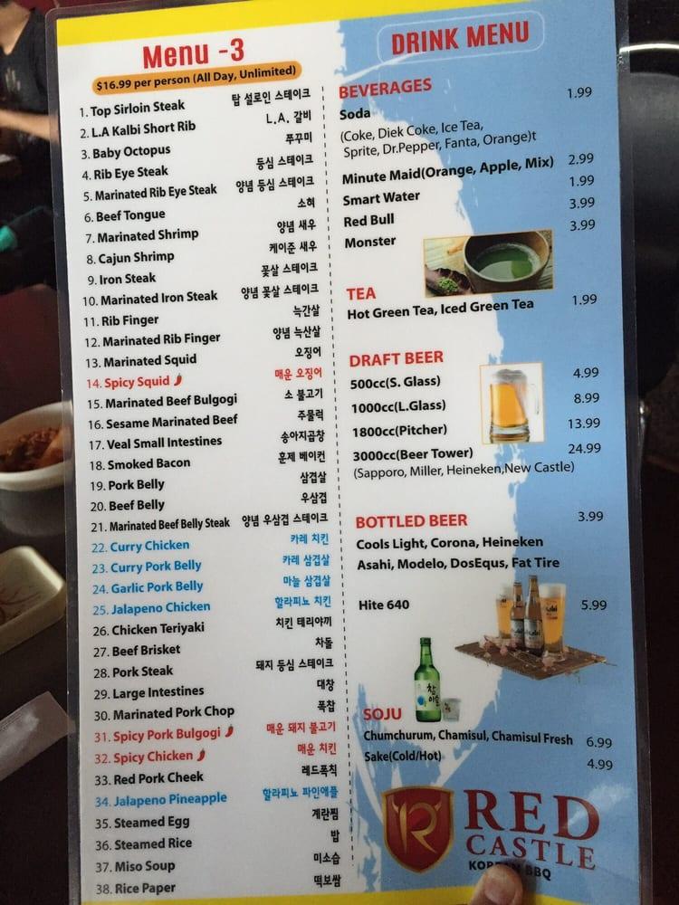Menu at Red Castle Korean BBQ, Garden Grove