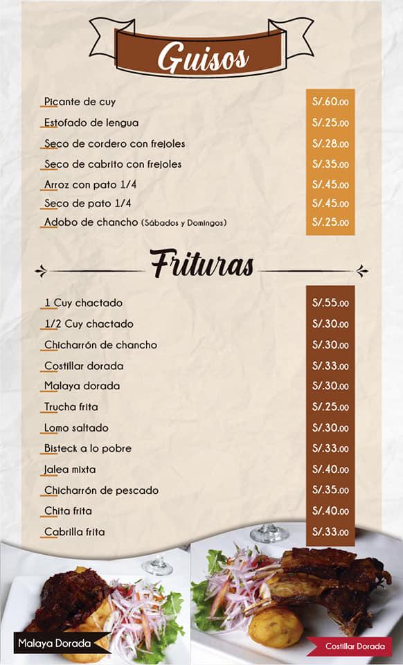 Menu at Restaurant "Los Balcones de Arequipa", San Luis District