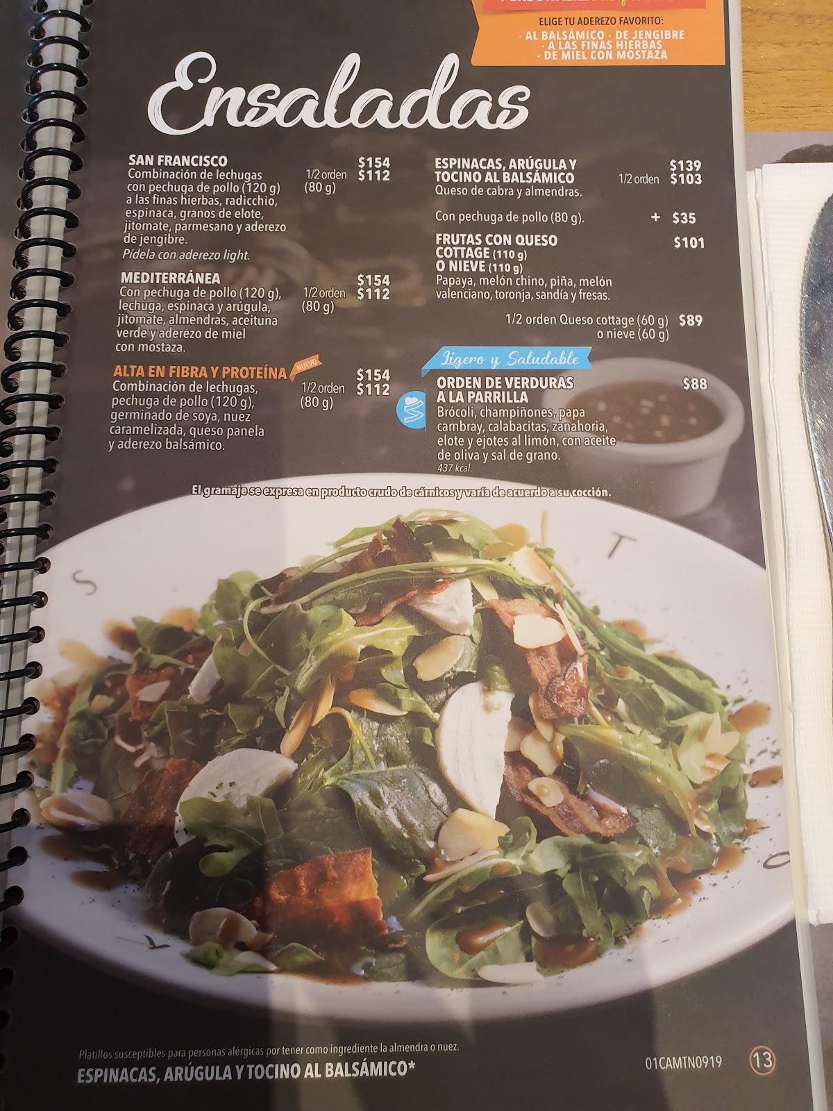 Carta del restaurante Toks, Ciudad del México, Av. Revolución 1193