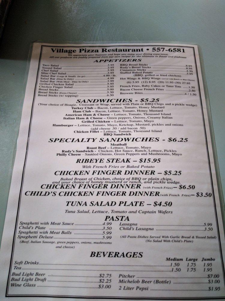 Menu at Village Pizza pizzeria, Reidsville