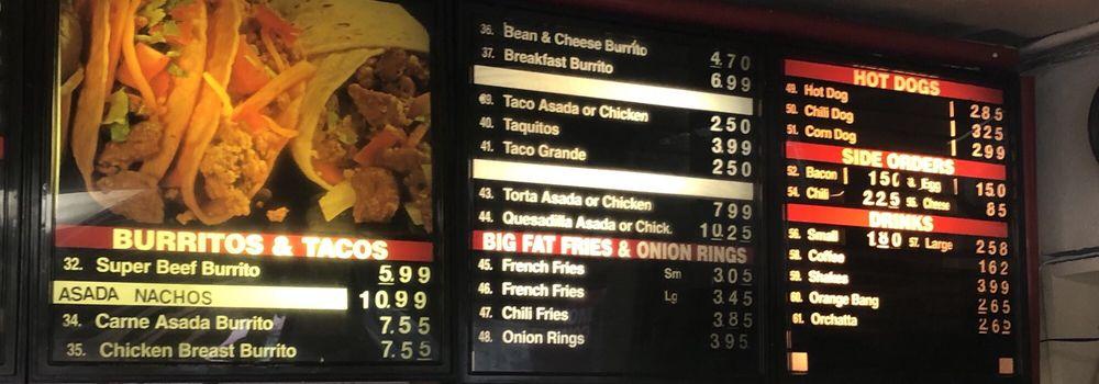 Menu at Big Fat restaurant, Los Angeles, Saticoy St