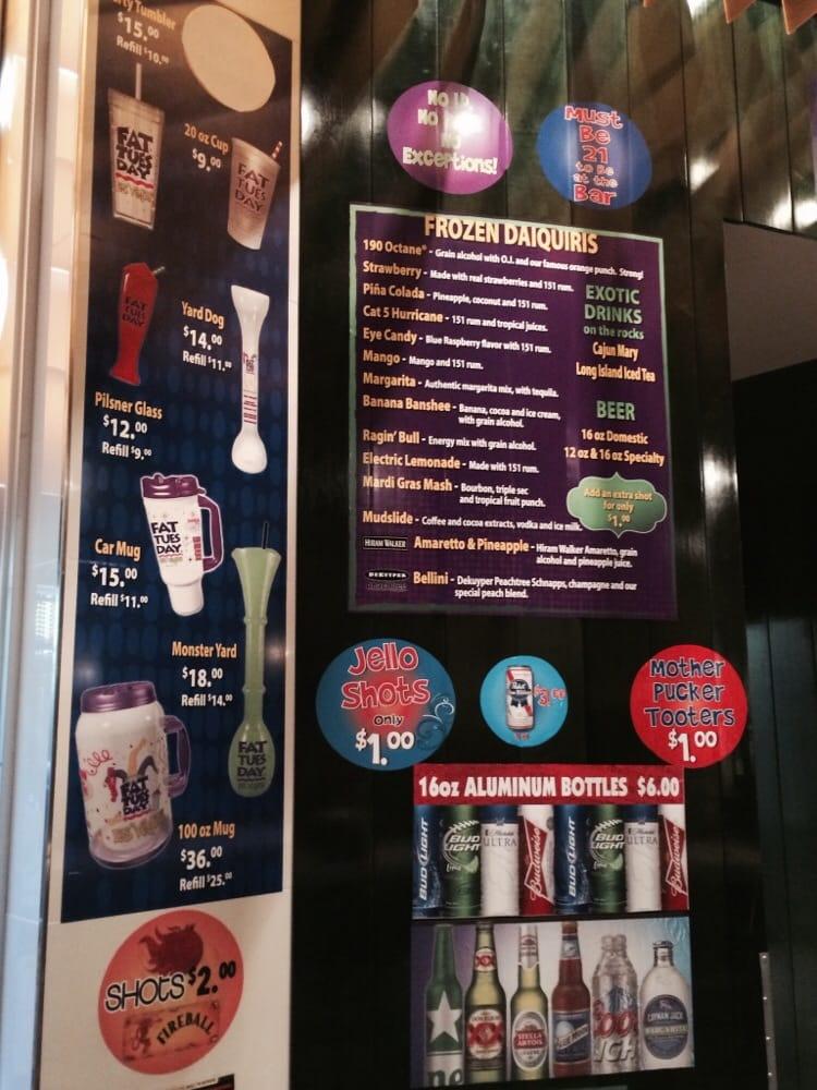 Menu at Fat Tuesday pub & bar, Houston, West Rd