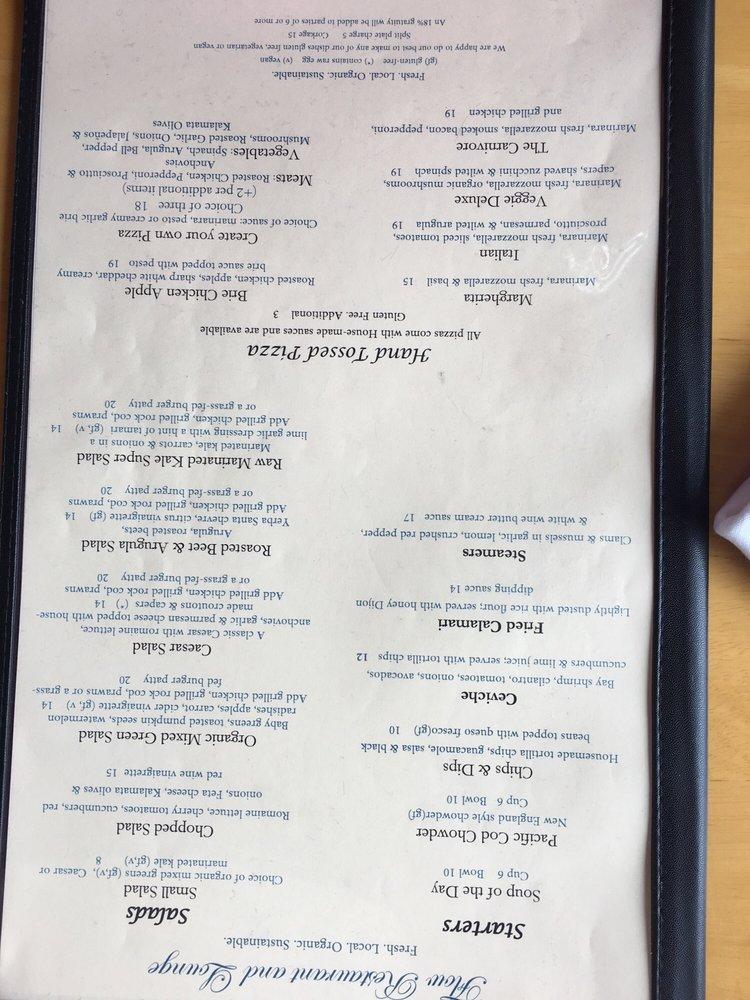 Menu at Flow Restaurant & Lounge, Mendocino, Main St