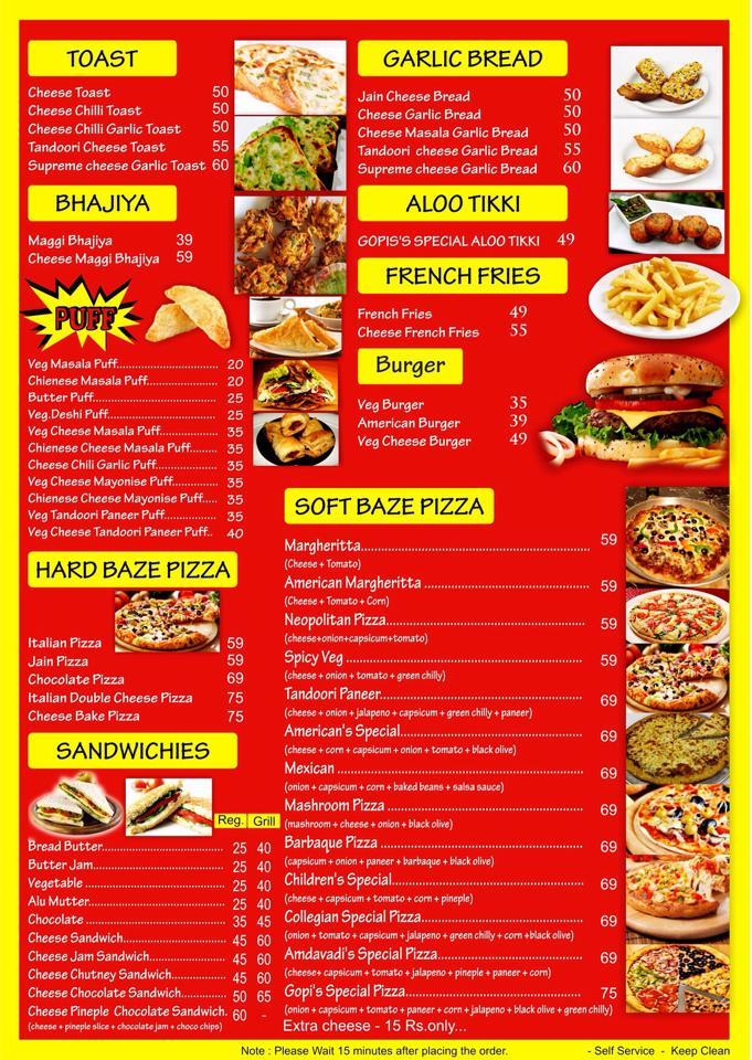 Menu at Gopi coffee bar and sancks, Ahmedabad, Gopi coffee bar and sancks s g road sola near ...