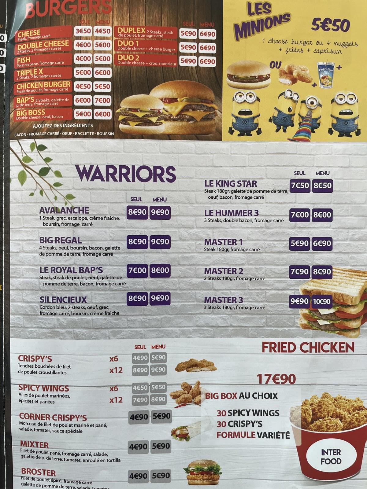 Menu at Inter Food restaurant, Trappes