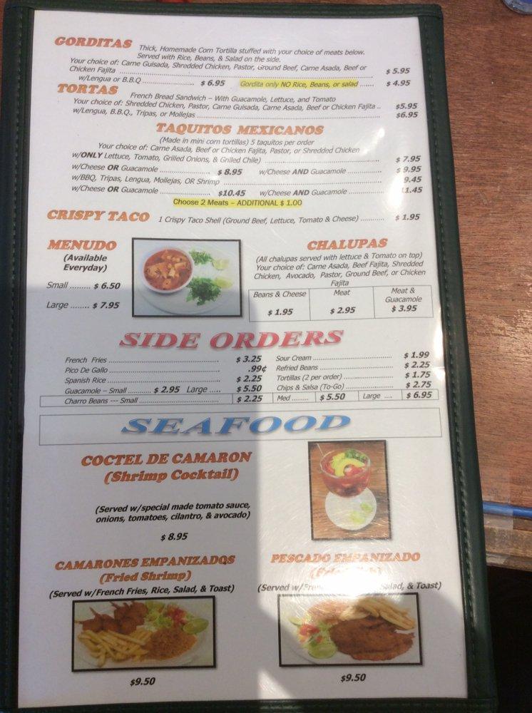 Menu at LAS MILPAS RESTAURANT, Corpus Christi, Saratoga Blvd