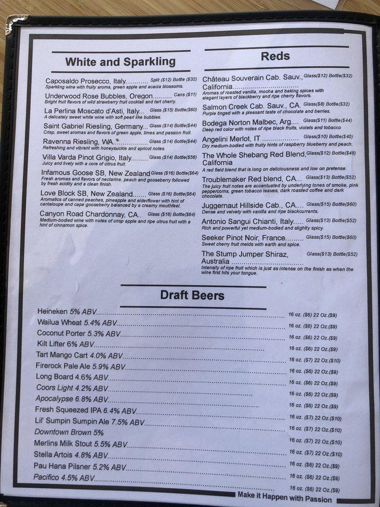 Menu at Lilikoi Bar and Grill, Lihue