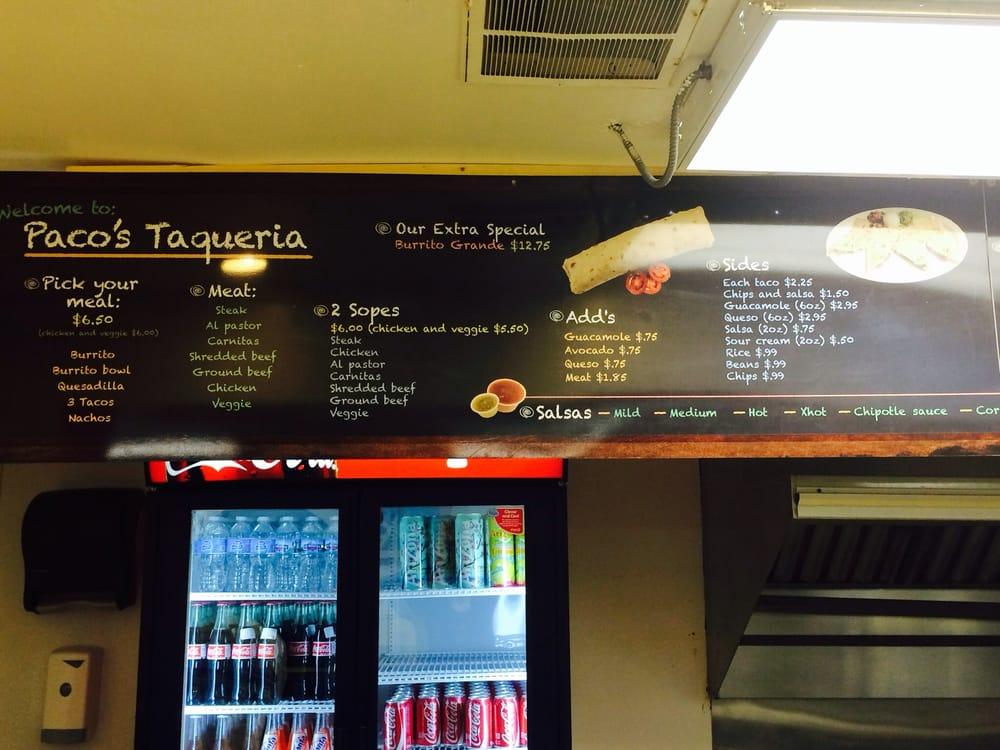 Menu at Paco's Taqueria desserts, Indianapolis, N Keystone Ave