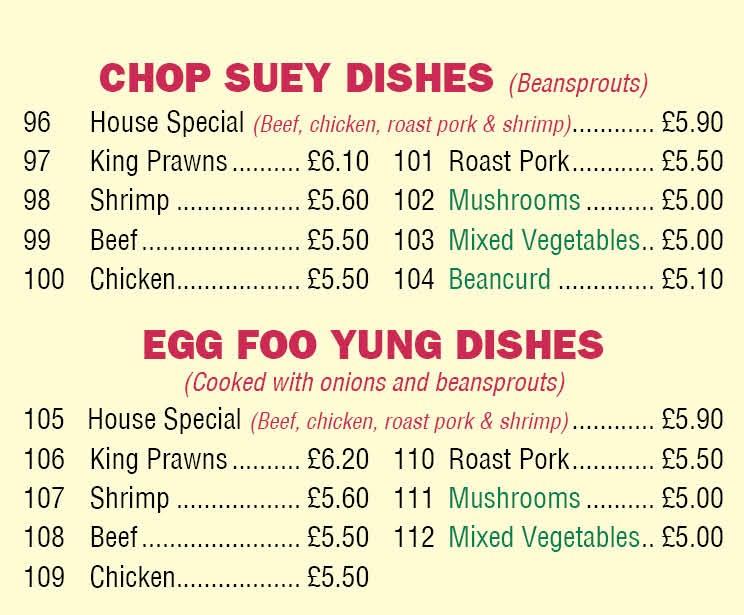 Menu at Eight Fortunes fast food, Leicester