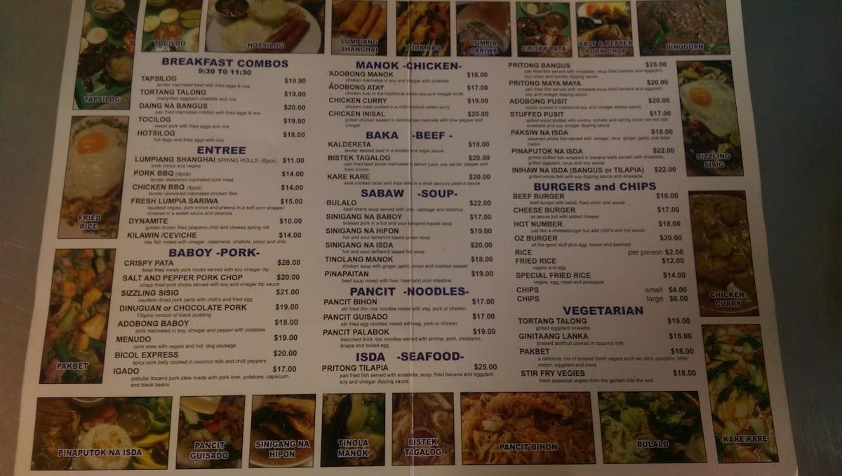 Menu at Pinoy Fiesta Restaurant, Midland