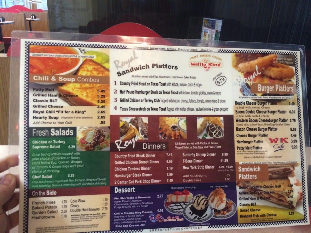 Menu at Royal Waffle King restaurant, Somerset