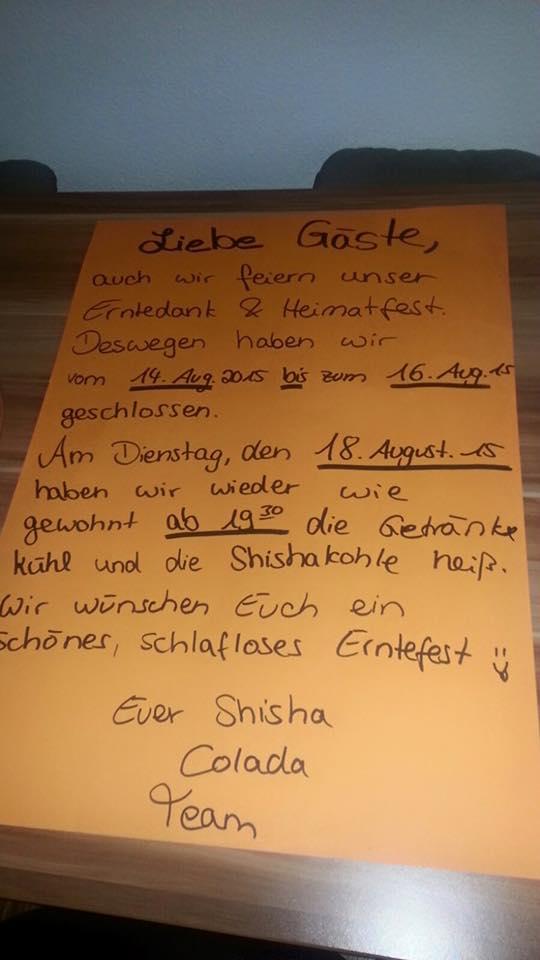 Menu at Shisha Colada pub & bar, Bad Sooden-Allendorf
